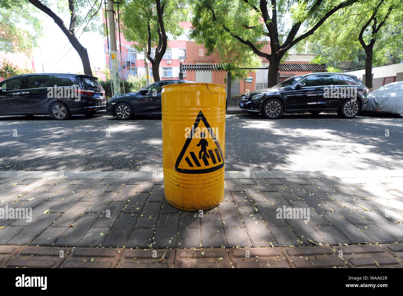 Hundreds of trash bins covered with cartoon characters and tips for ...