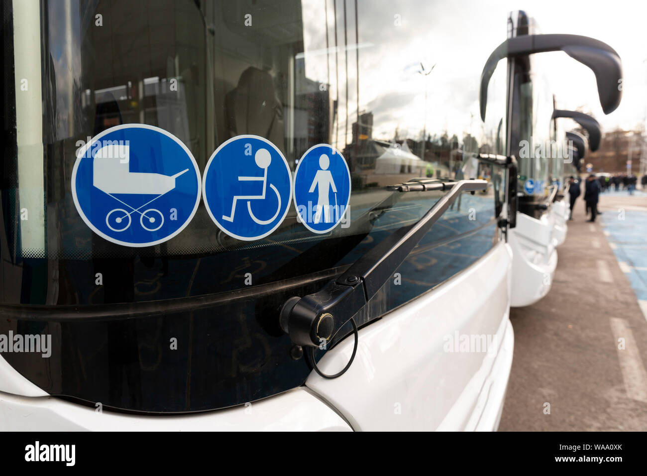 New modern bus on LPG. International Symbol of Access - Wheelchair ...