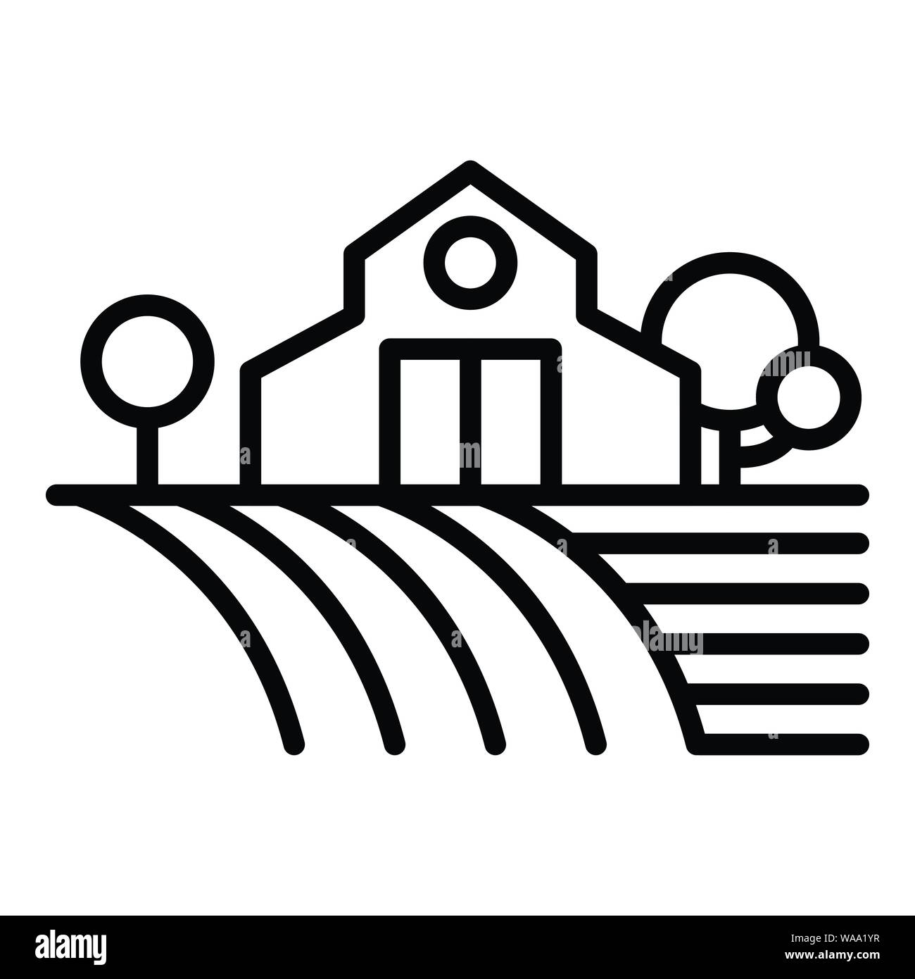 Farm building on field icon, outline style Stock Vector Image & Art - Alamy