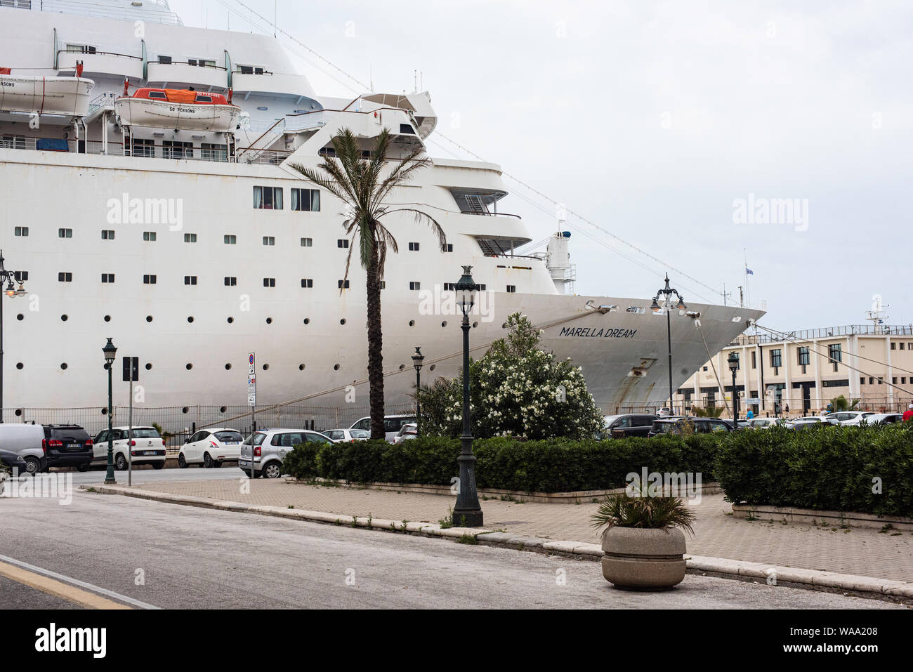MS Marella Dream moored at Trapani port, Trapani, Sicily Stock Photo ...