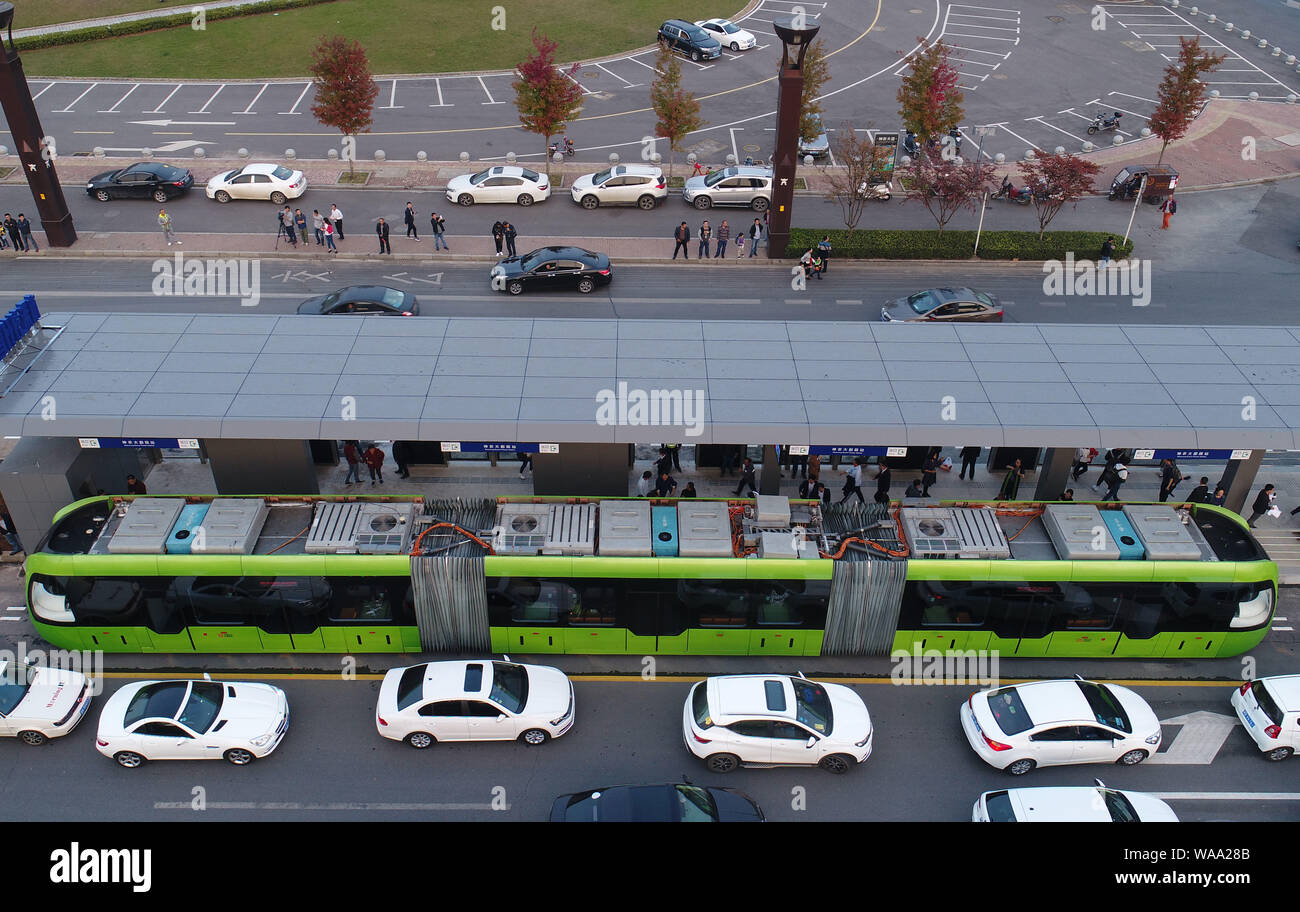 --FILE--A railless train, developed by the CRRC Zhuzhou Institute Co ...