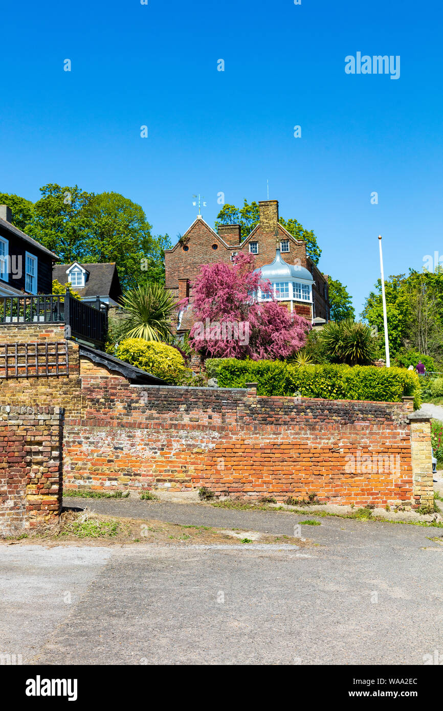 View from the riverside of the River Medway at Upnor of Upnor Castle ...