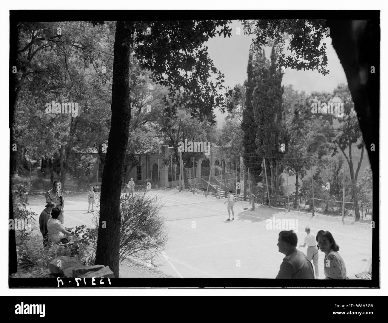 Community tennis court Black and White Stock Photos & Images - Alamy