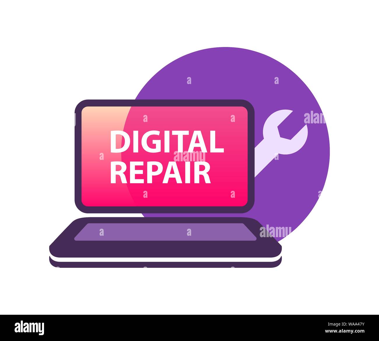 Digital Equipment Repair, Vector logotype template with laptop and ...