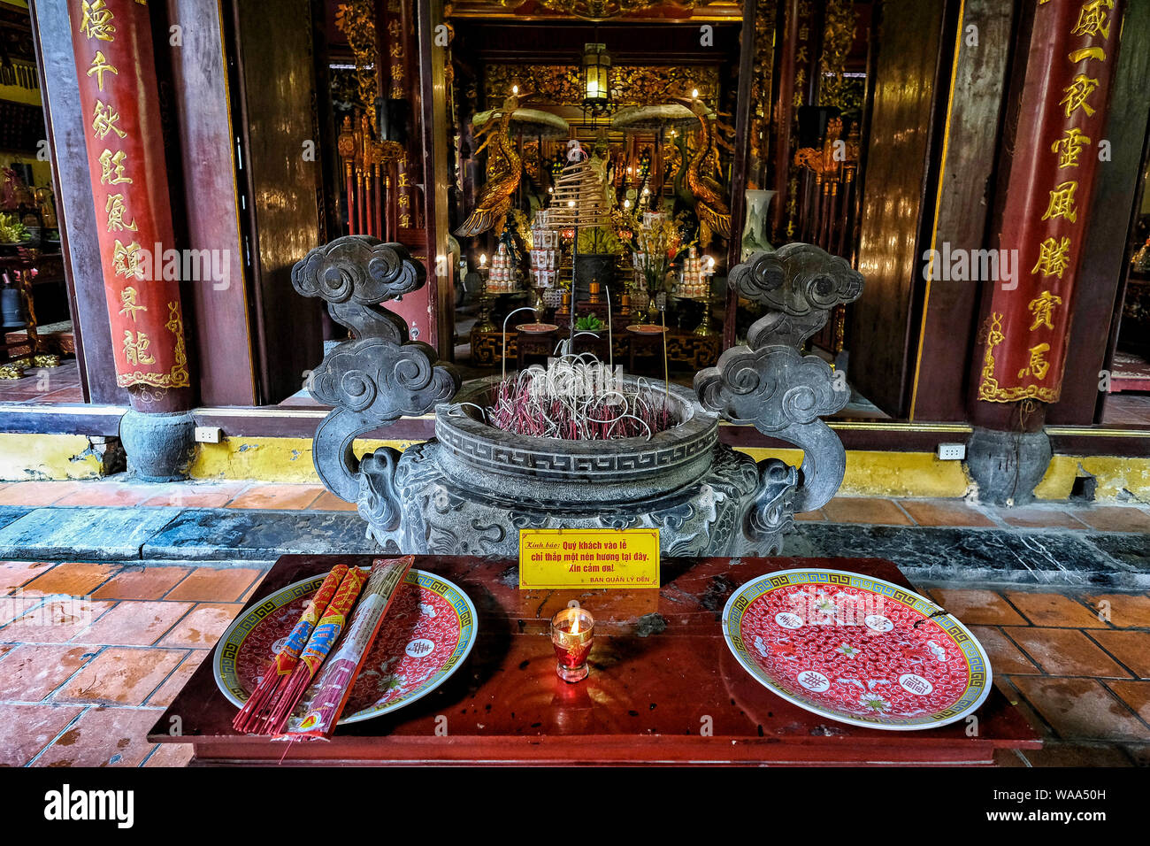 Hanoi, Vietnam - August 29: Inside the Bach Ma Temple located in the ...