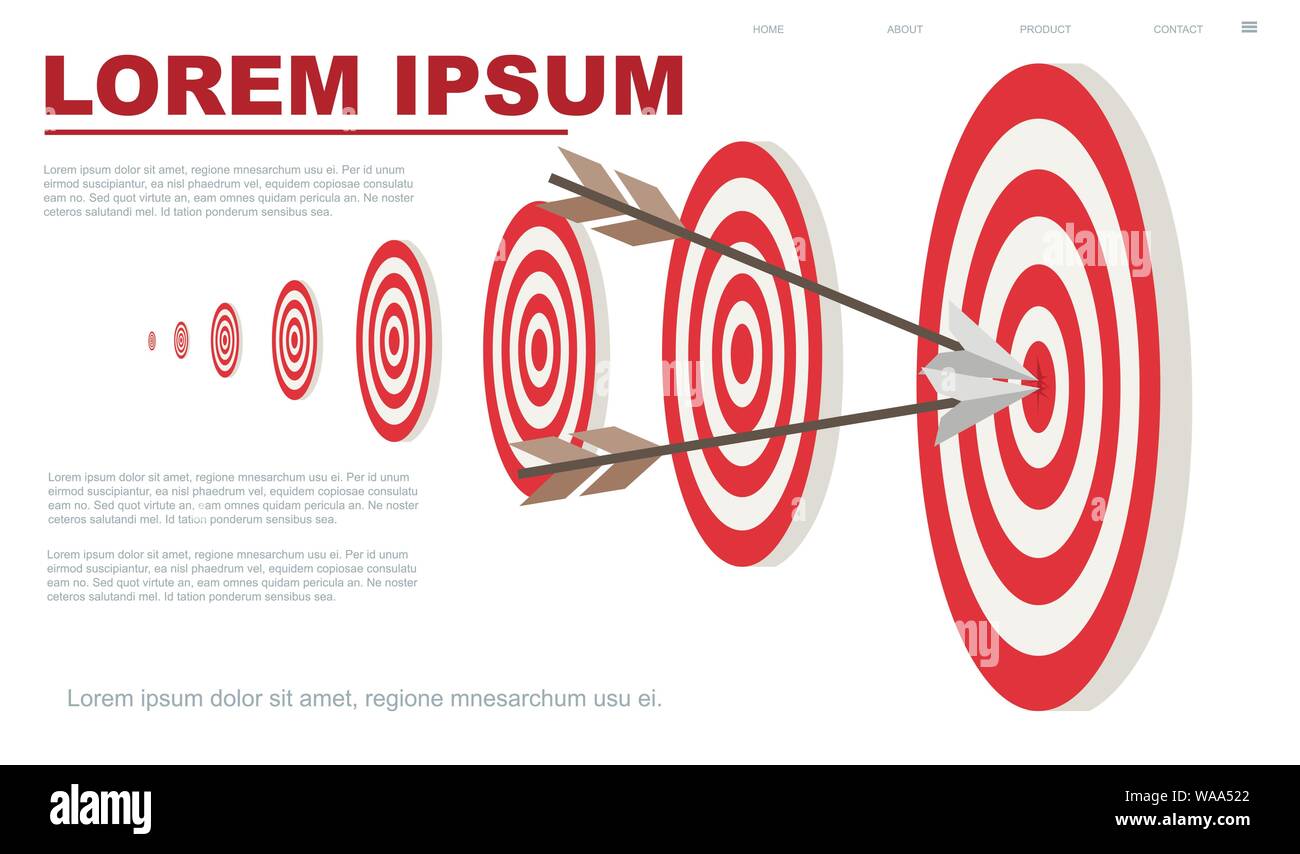 Targets and two arrow in center circle flat vector illustration on ...