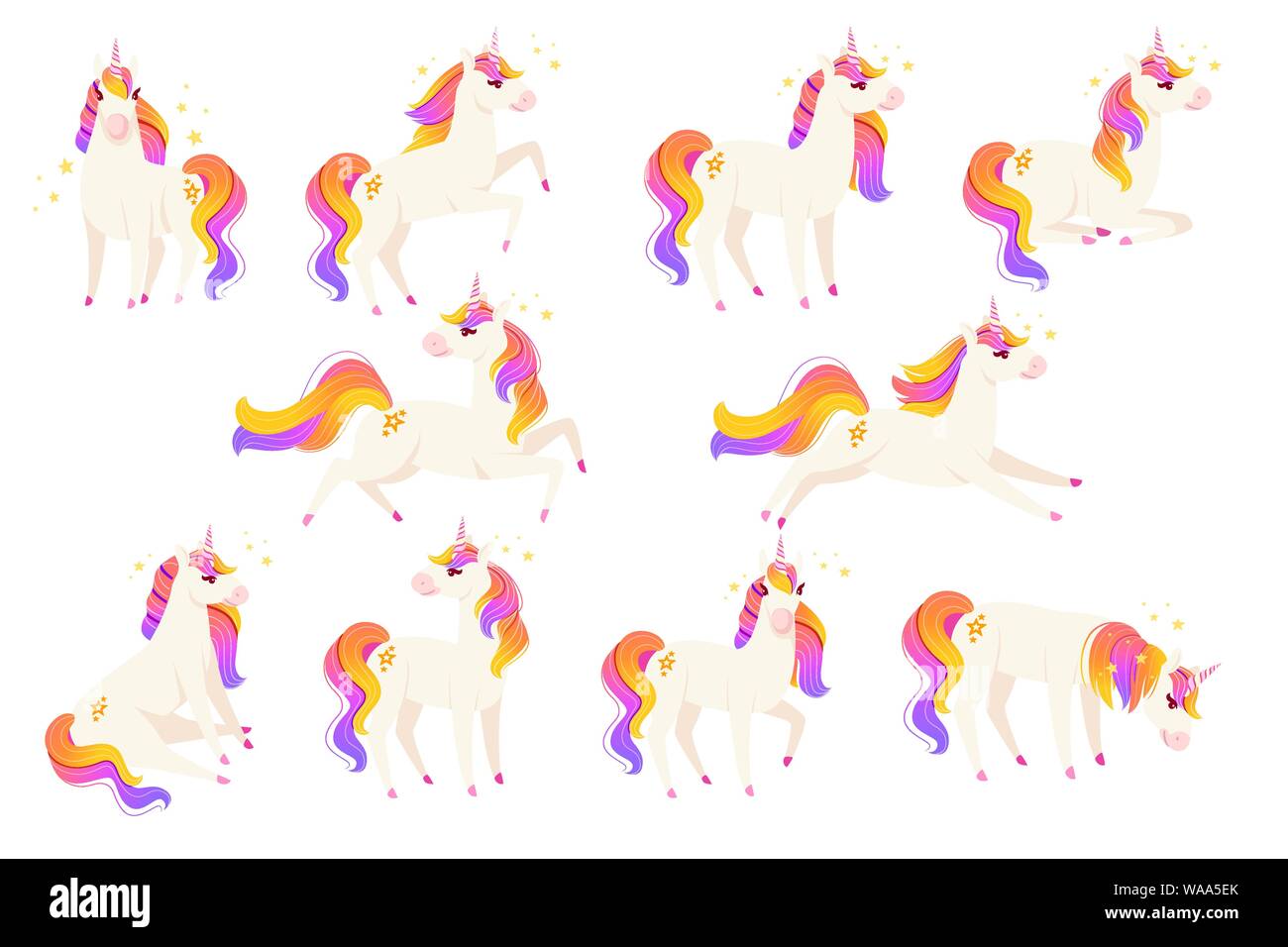 Set of magic mythical animal from fairy tale unicorn cartoon animal ...
