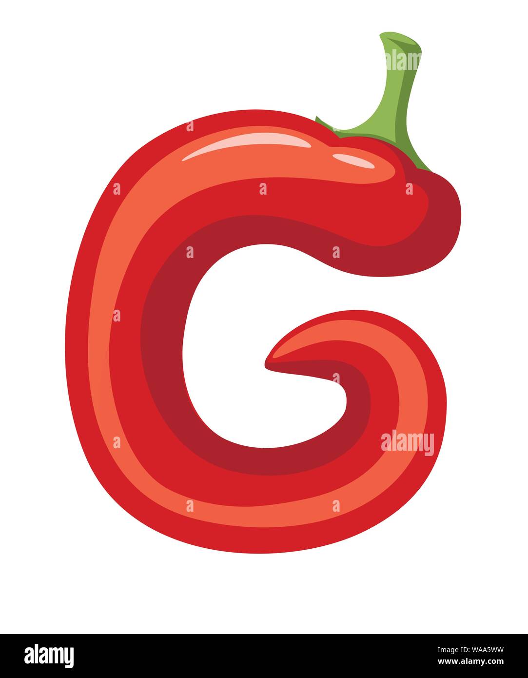 Vegetable letter G pepper style cartoon vegetable design flat vector ...