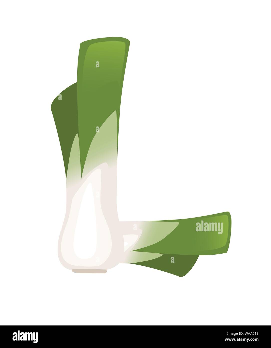 Vegetable letter L leek style cartoon vegetable design flat vector ...