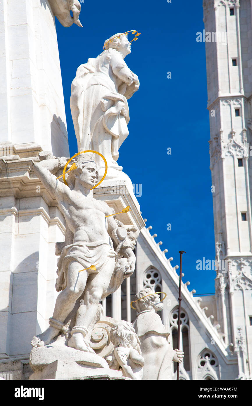 Sculptures of Holy Trinity column outside of Matthias Church in ...