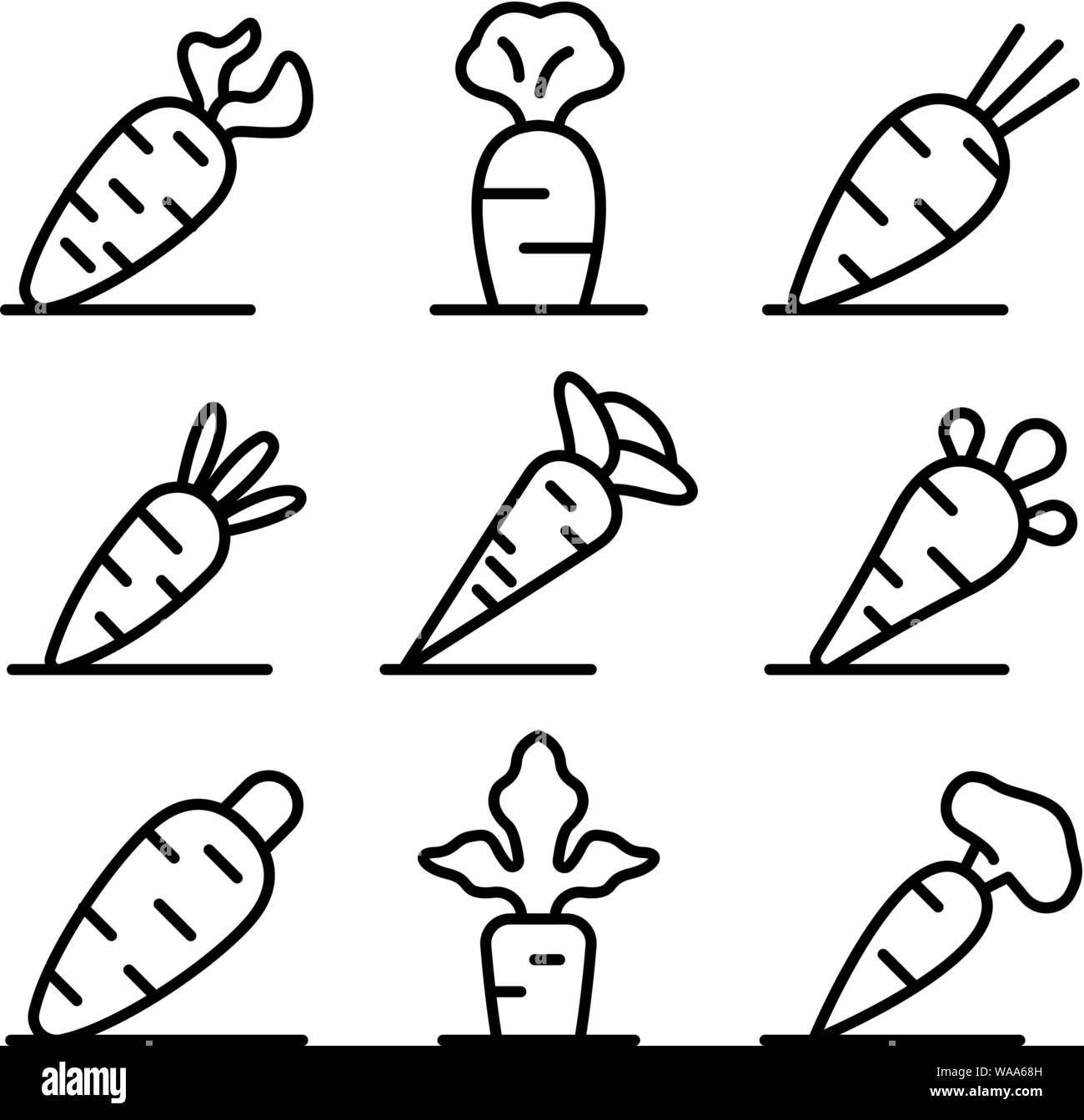 Carrot icons set, outline style Stock Vector Image & Art - Alamy