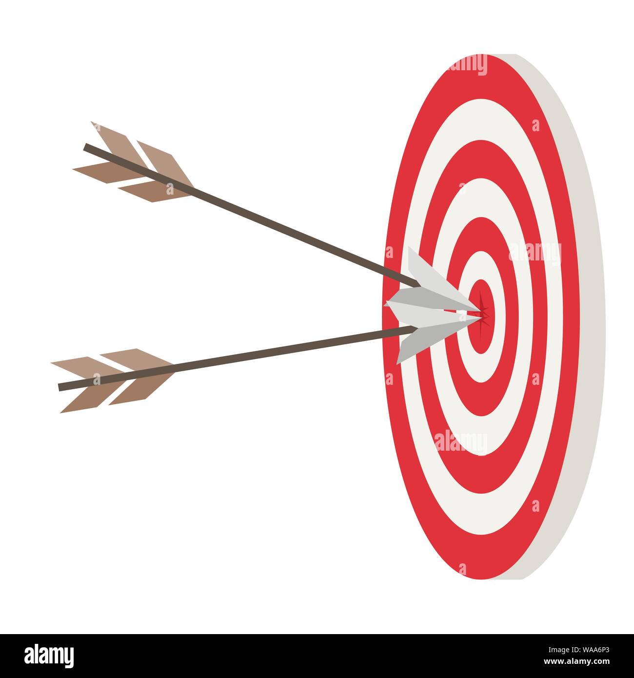 Target and two arrow in center circle flat vector illustration isolated ...