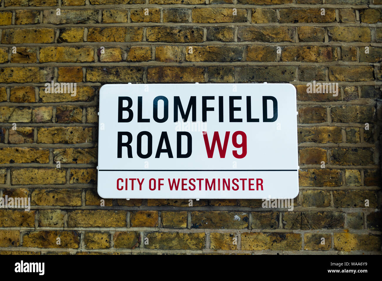 London / UK - July 18, 2019: Blomfield Road name sign, City of ...
