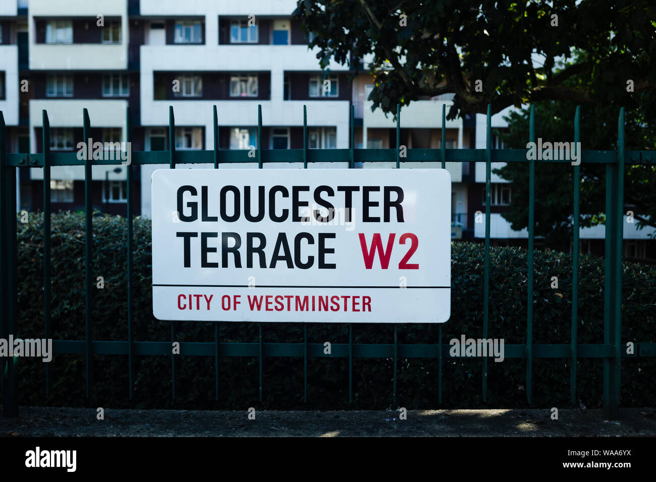 London / UK - July 18, 2019: Gloucester Terrace name sign, City of ...