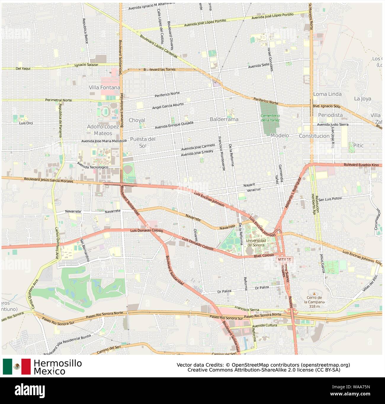 Hermosillo map hi-res stock photography and images - Alamy