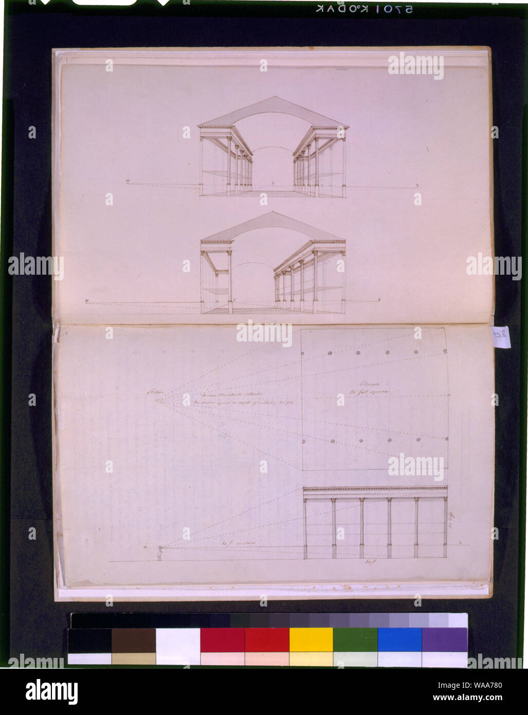 Church interior. Plan, elevation, and perspective sections from ...