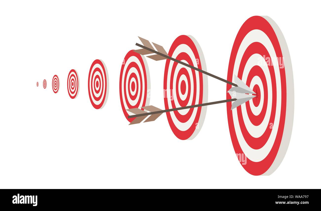 Targets and two arrow in center circle flat vector illustration ...