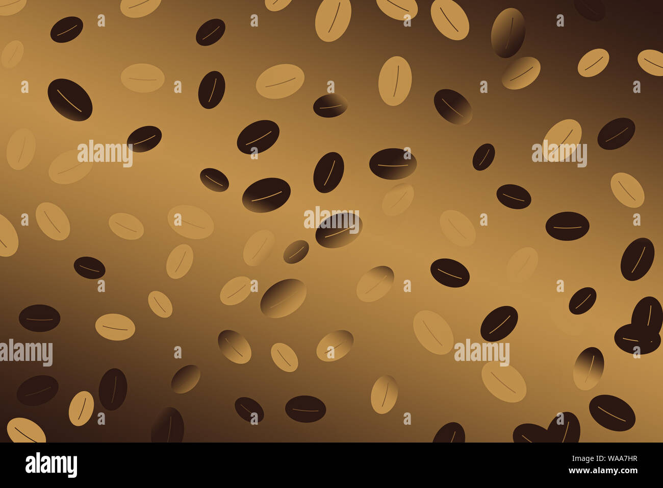 Illustrated seamless texture of coffee. Coffee beans filling the frame ...
