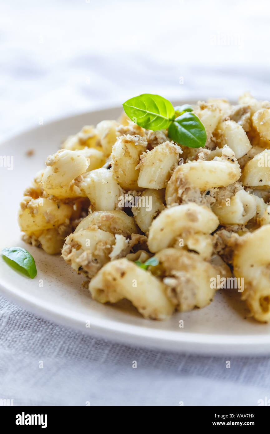 traditional soviet russian pasta dish, vermicelli, navy pasta, with ...