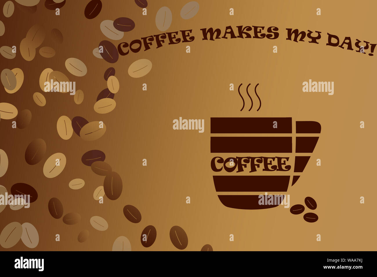 Illustrated banner with coffee theme. Stylized coffee cup with ...