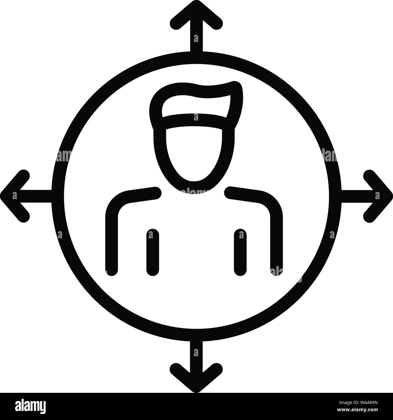 Person in a circle with arrows icon, outline style Stock Vector Image ...