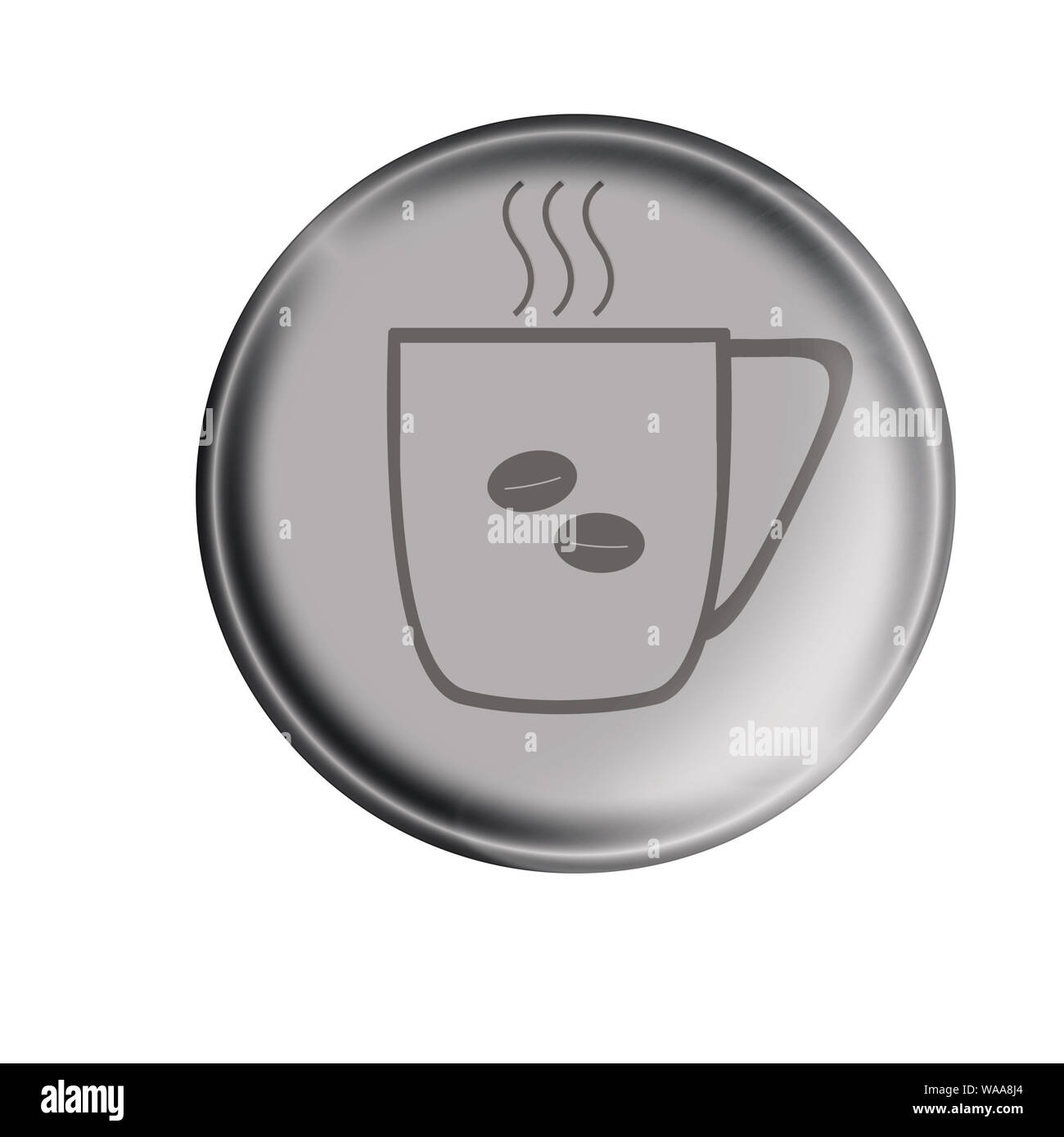 Illustration. Web button with glossy metal brushed surface and symbol ...