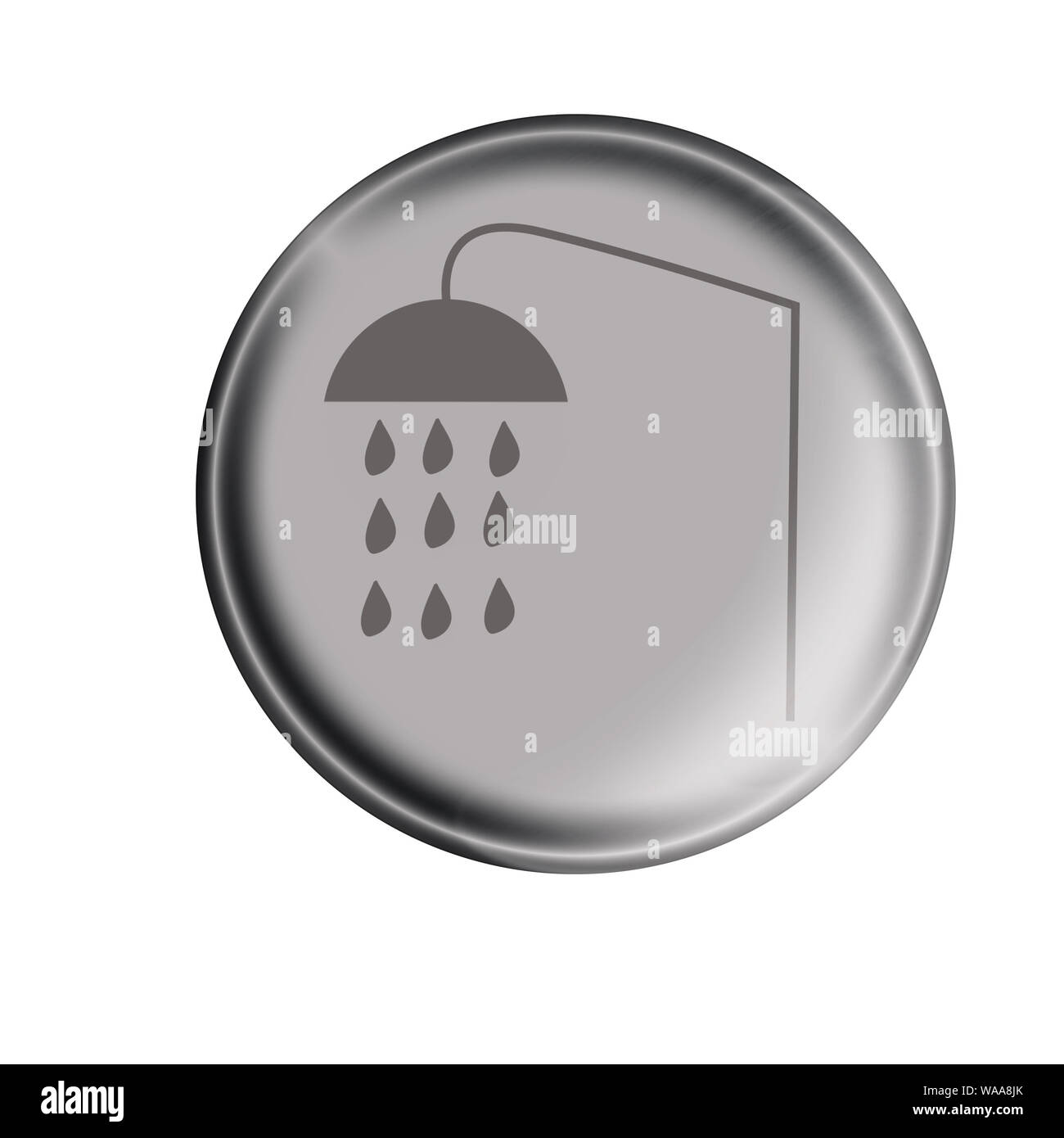 Illustration. Web button with glossy metal brushed surface and symbol ...
