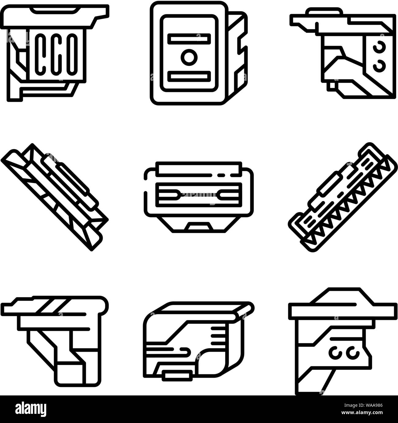 Cartridge icons set, outline style Stock Vector Image & Art - Alamy