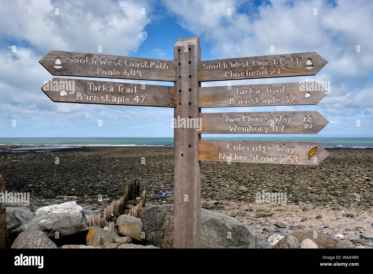 National Trail signposts at Lynmouth (Tarka Trail, South West Coast ...