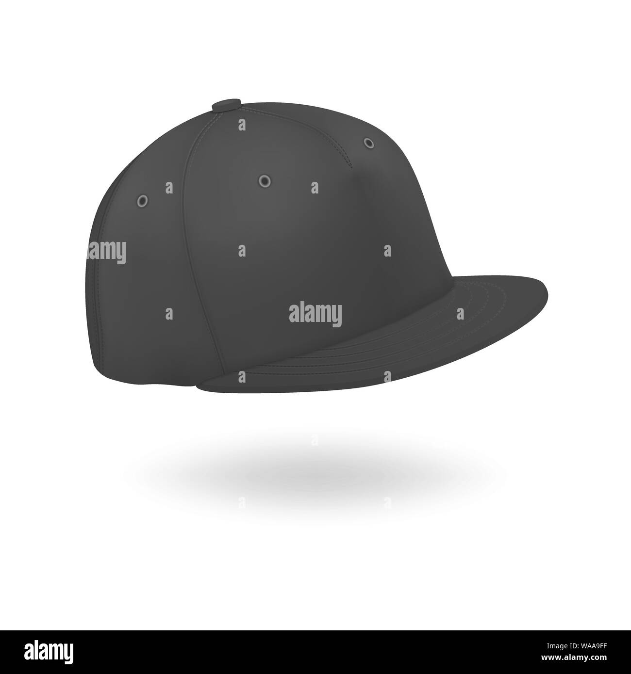 Vector 3d Realistic Render Black Blank Baseball Snapback Cap Icon ...