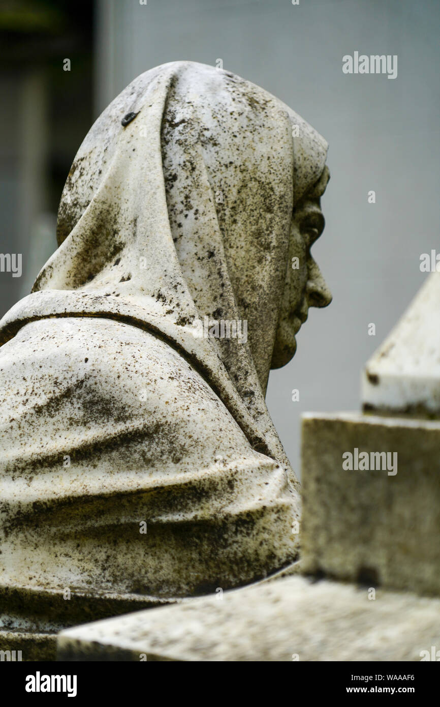 mourning angel statue at Serban Voda cemetery (commonly known as Bellu ...
