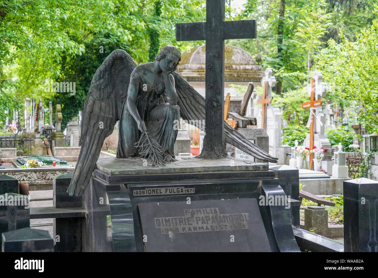 elaborate headstone at Serban Voda cemetery (commonly known as Bellu ...