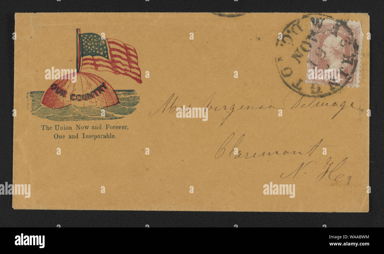 Civil War envelope showing American flag on globe floating in water ...
