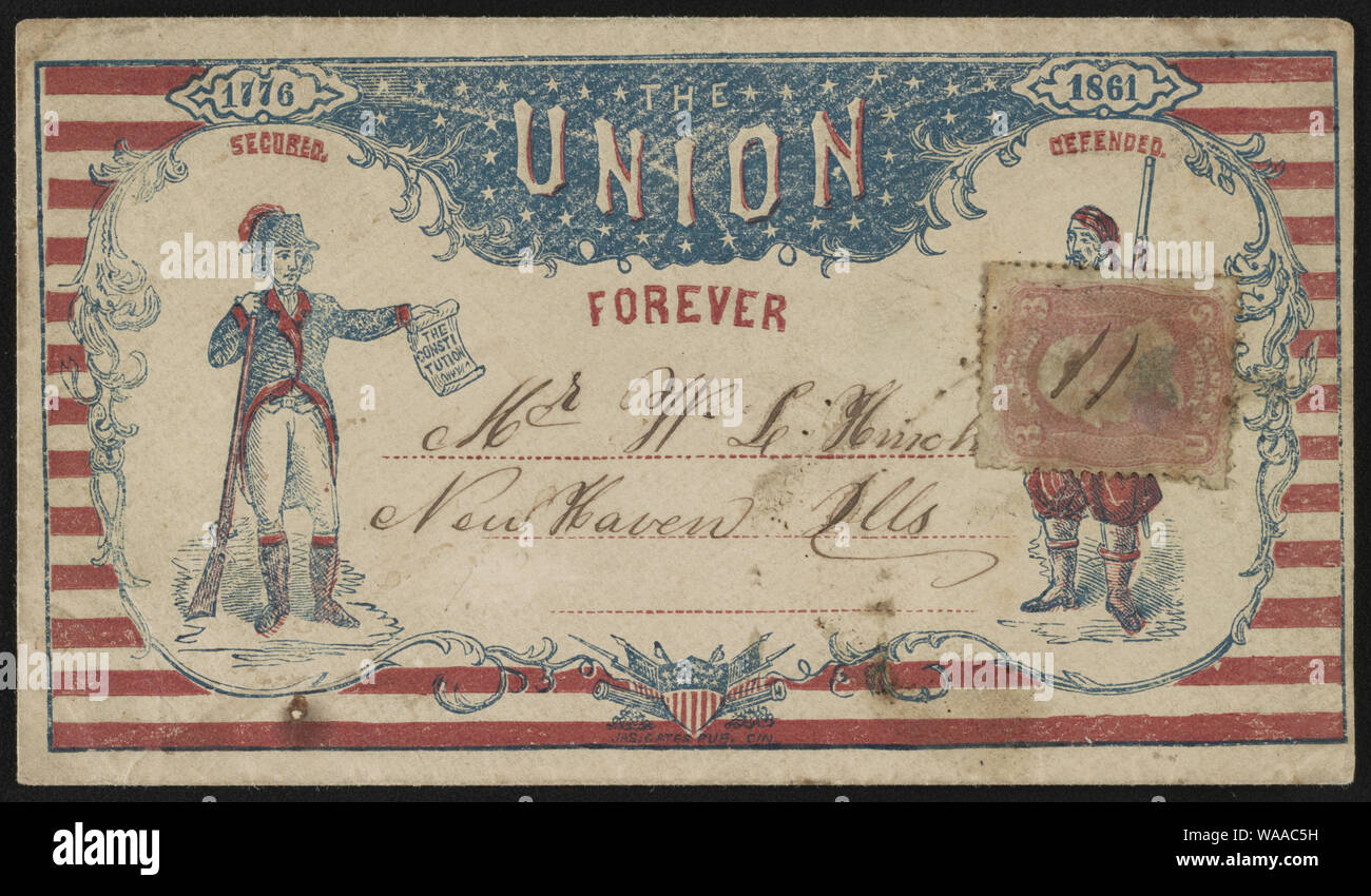 Civil War envelope showing Patriot labeled Secured holding the ...