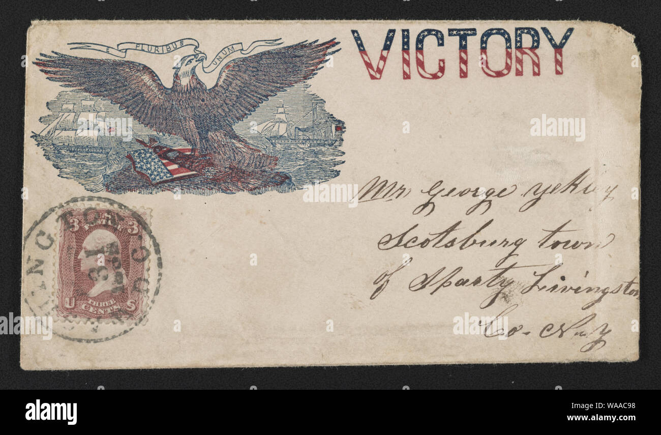 Civil War envelope showing eagle and shield with sailboat and steamboat ...