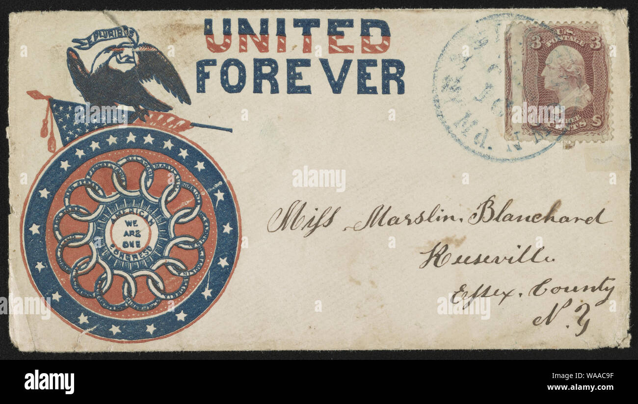 Civil War envelope showing eagle atop American flag and American ...