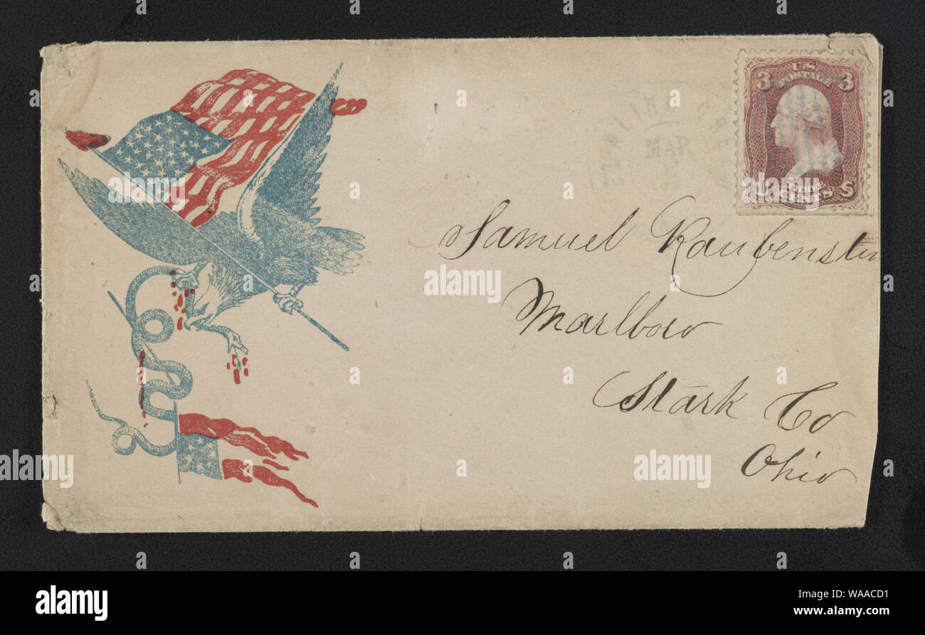 Civil War envelope showing eagle with American flag in talon attacking ...