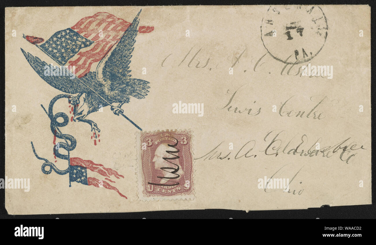 Civil War envelope showing eagle with American flag in its talon and ...
