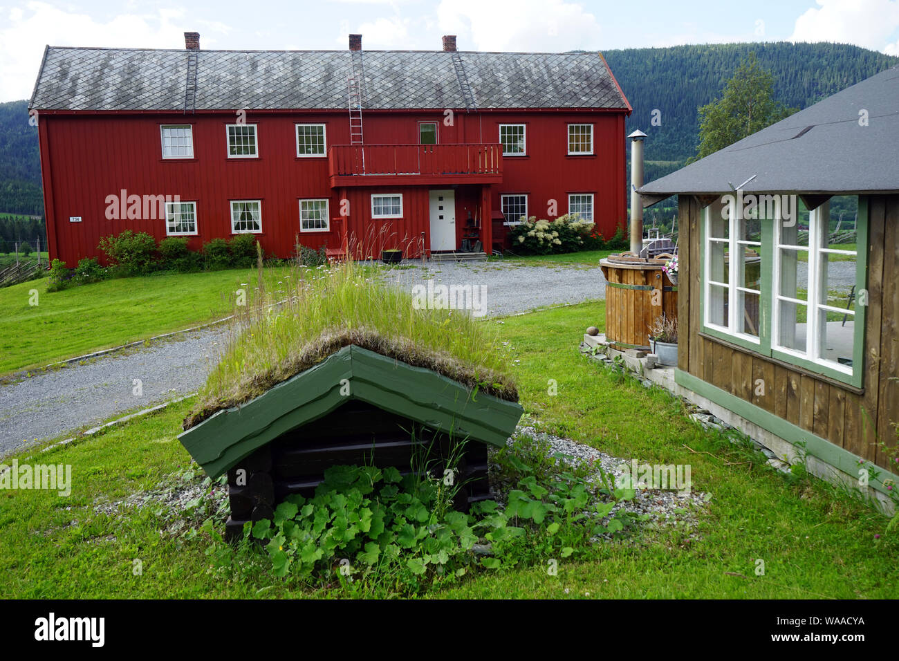 Wooden houses in farm in Norway Stock Photo - Alamy