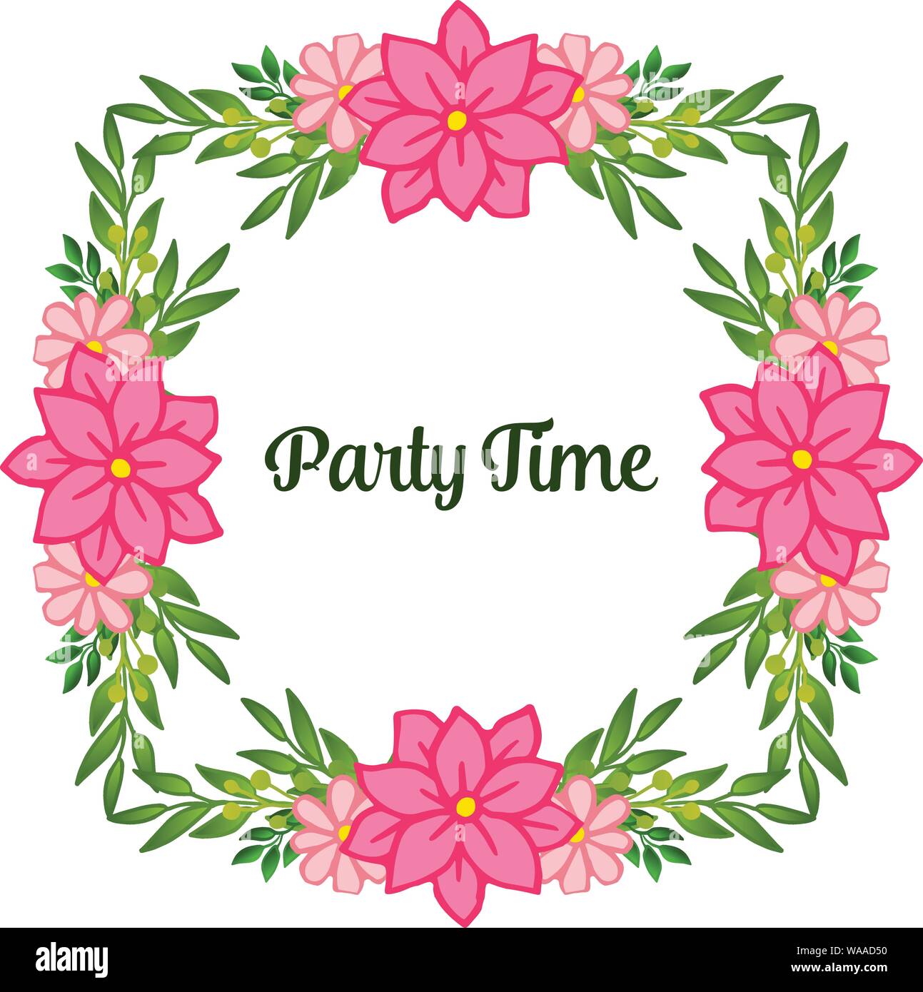 Party time card lettering, with ornate pattern of frame, for elegant ...