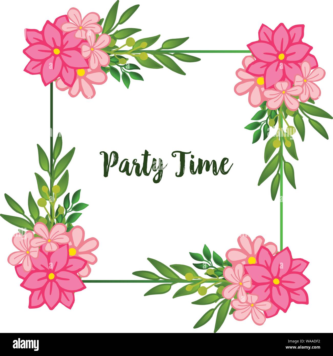 Decoration bright pink flower frame, for party time calligraphy card ...