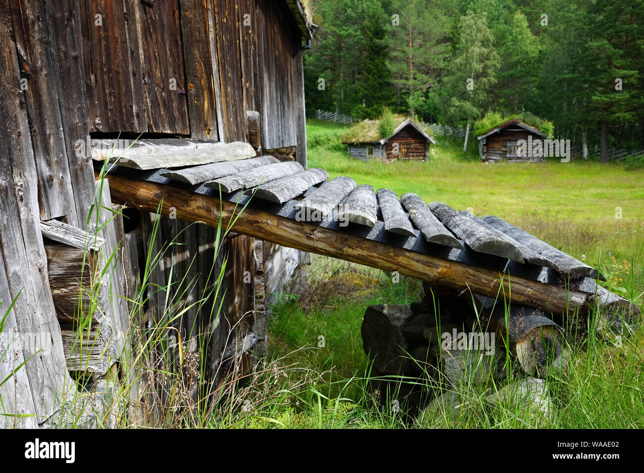 Wooden barn in the farm in Norway Stock Photo - Alamy