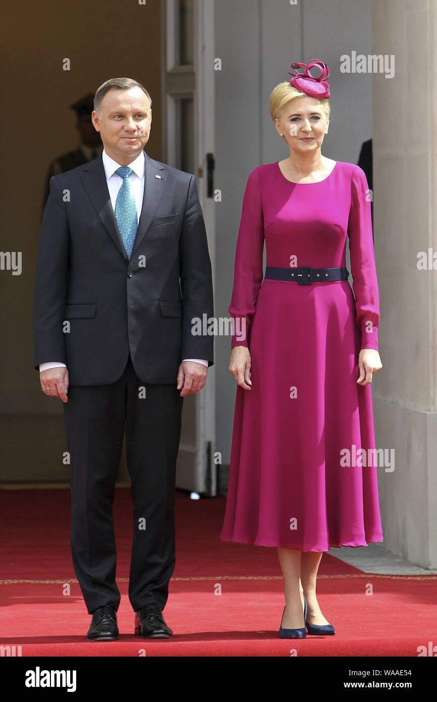 June 28, 2019 Warsaw, Poland. President Andrzej Duda and the First Lady ...