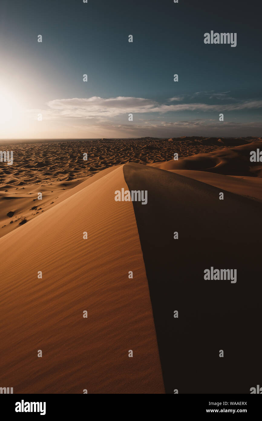 Moroccan Sahara sand dunes during sunrise/sunset Stock Photo - Alamy