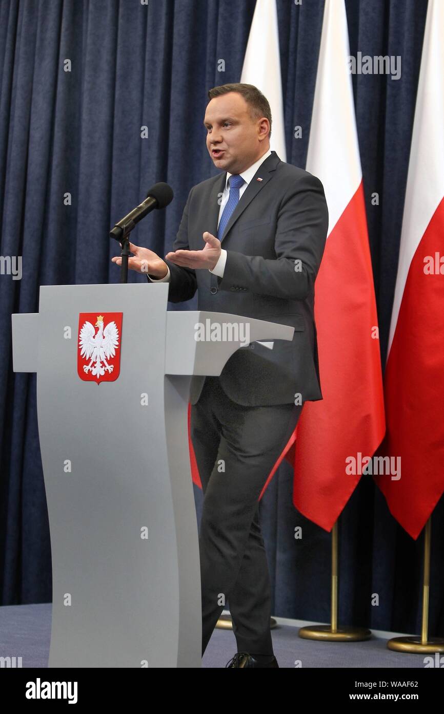 February 6, 2018 Warsaw, Poland. Press Conference. Pictured: President ...