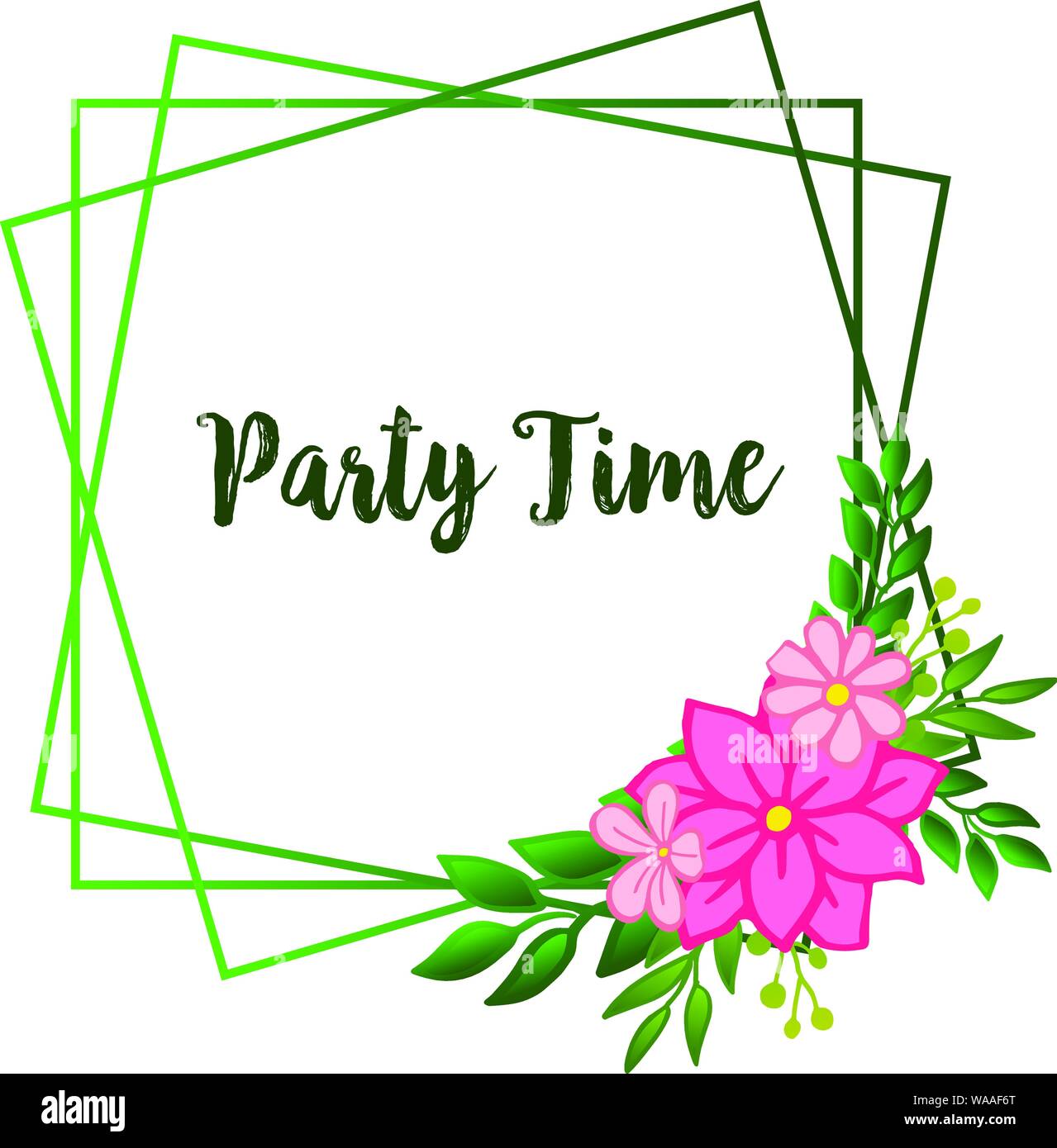 Party time card ornate, with vintage leaf floral frame background ...