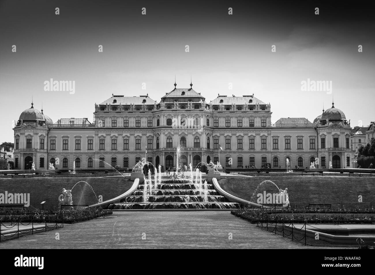Around Vienna - The Belvedere Palace in Black & White Stock Photo - Alamy