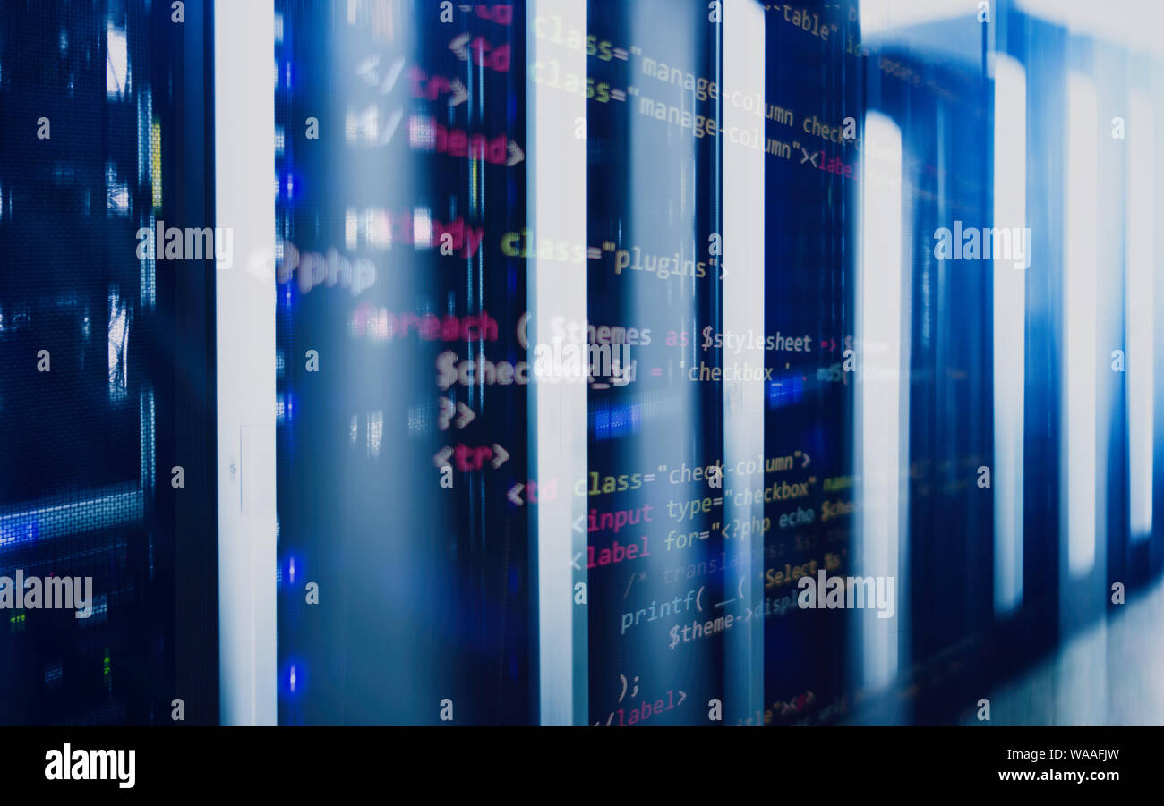 PHP code on server room background. Technology concept Stock Photo - Alamy
