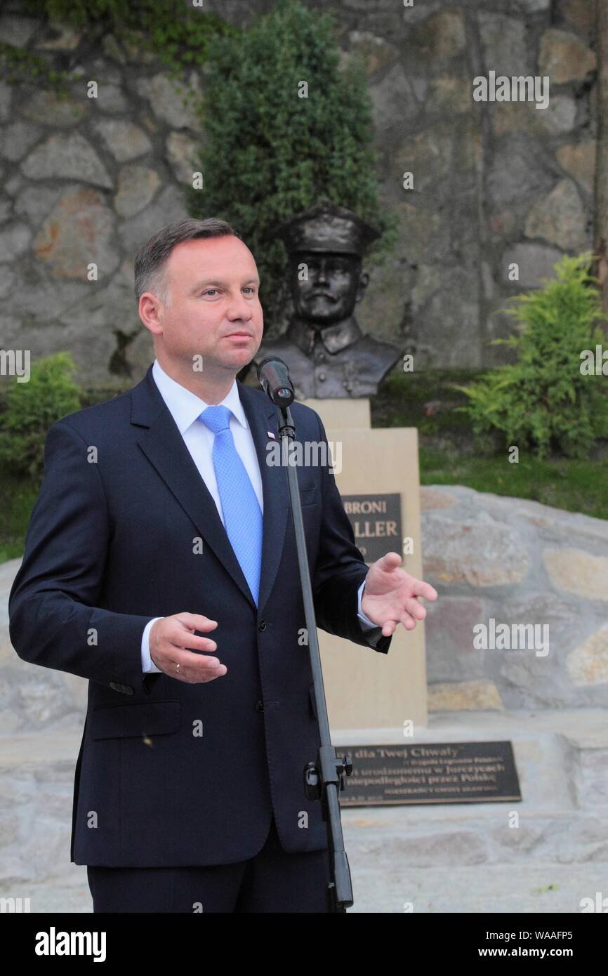 August 5, 2018. Jurzyce, Poland. President Andrzej Duda unveiled ...