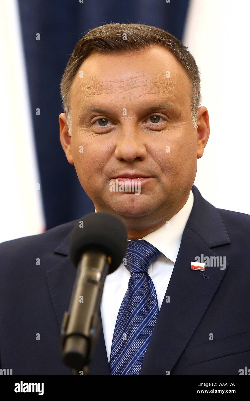 August 16, 2018 Warsaw, Poland. Pictured: President of Poland Andrzej ...